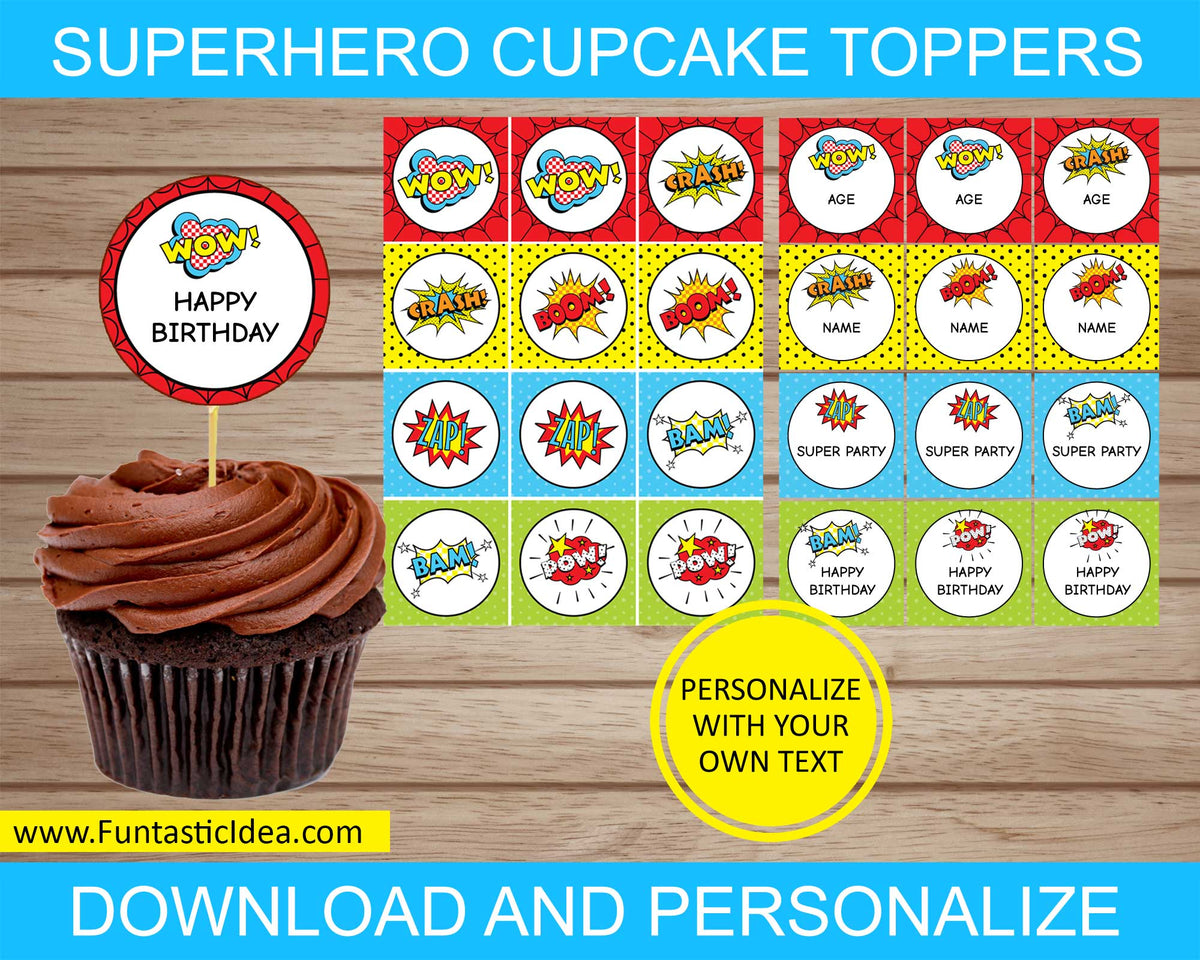 Superhero Cupcake Toppers | Uniquely Designed & Easily Personalized ...