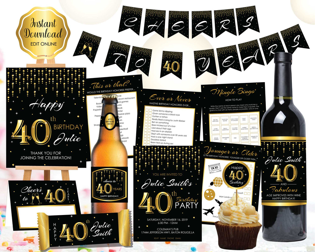 40th Birthday Party Printables – Funtastic Idea