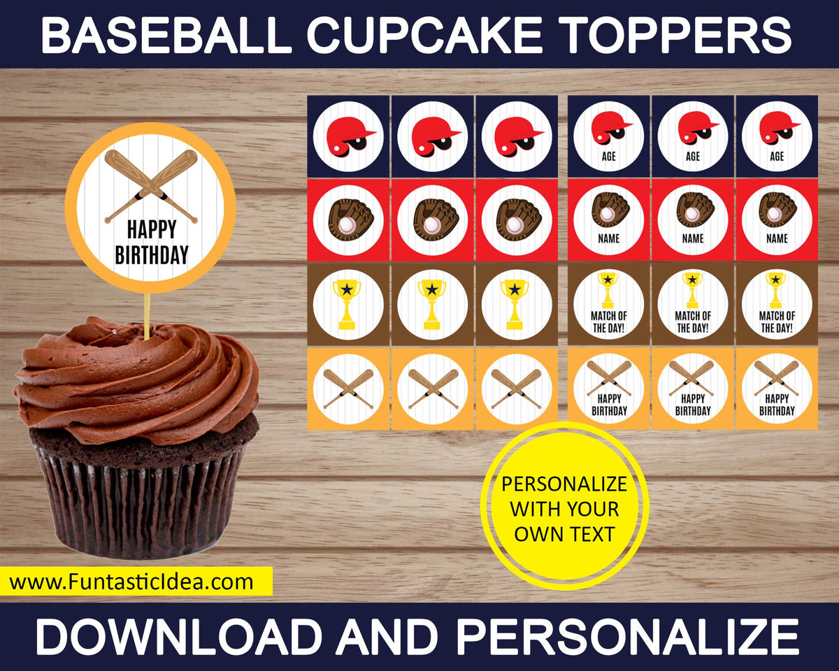 Baseball Cupcake Toppers | Uniquely Designed & Easily Personalized ...