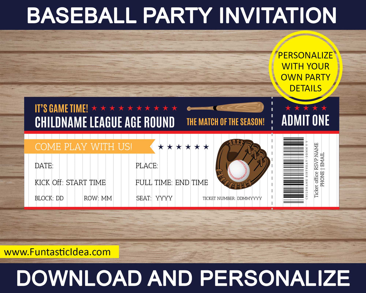 Baseball Party Invitation | Uniquely Designed & Easily Personalized ...