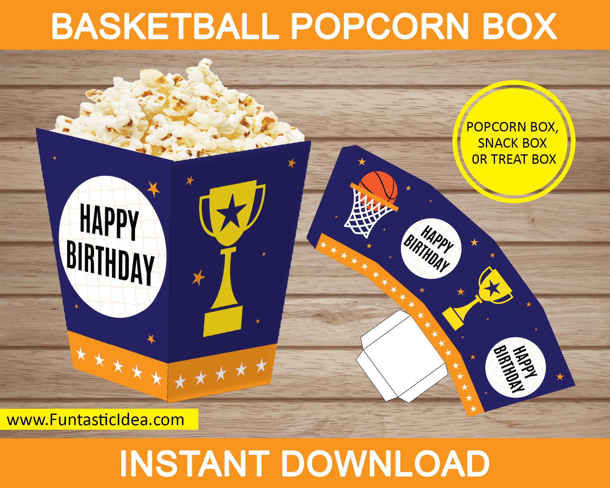 Basketball Popcorn Box | Make Your Party Table Decorations Unique ...
