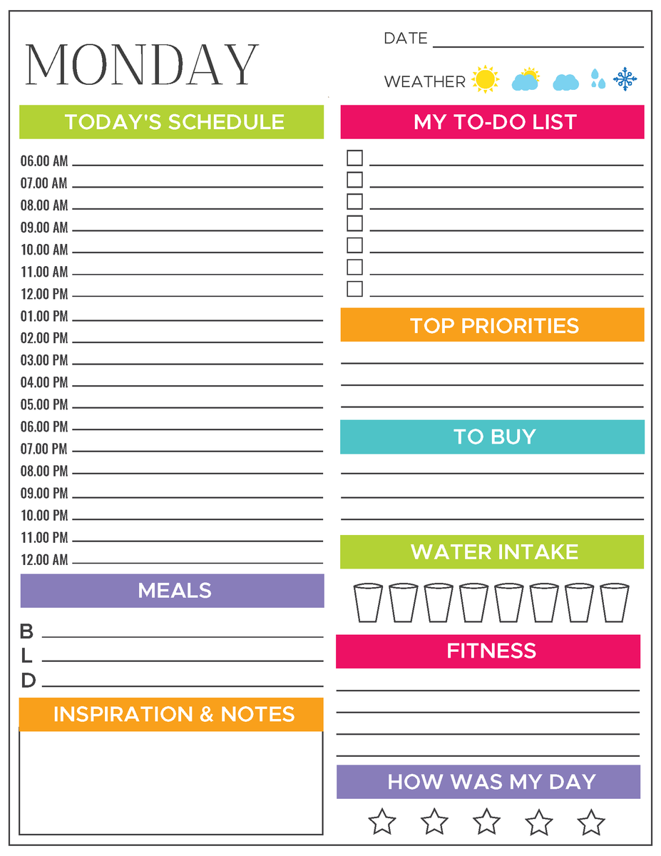 7-Day Planner | Daily Digital Planner | Unique Editable Design ...