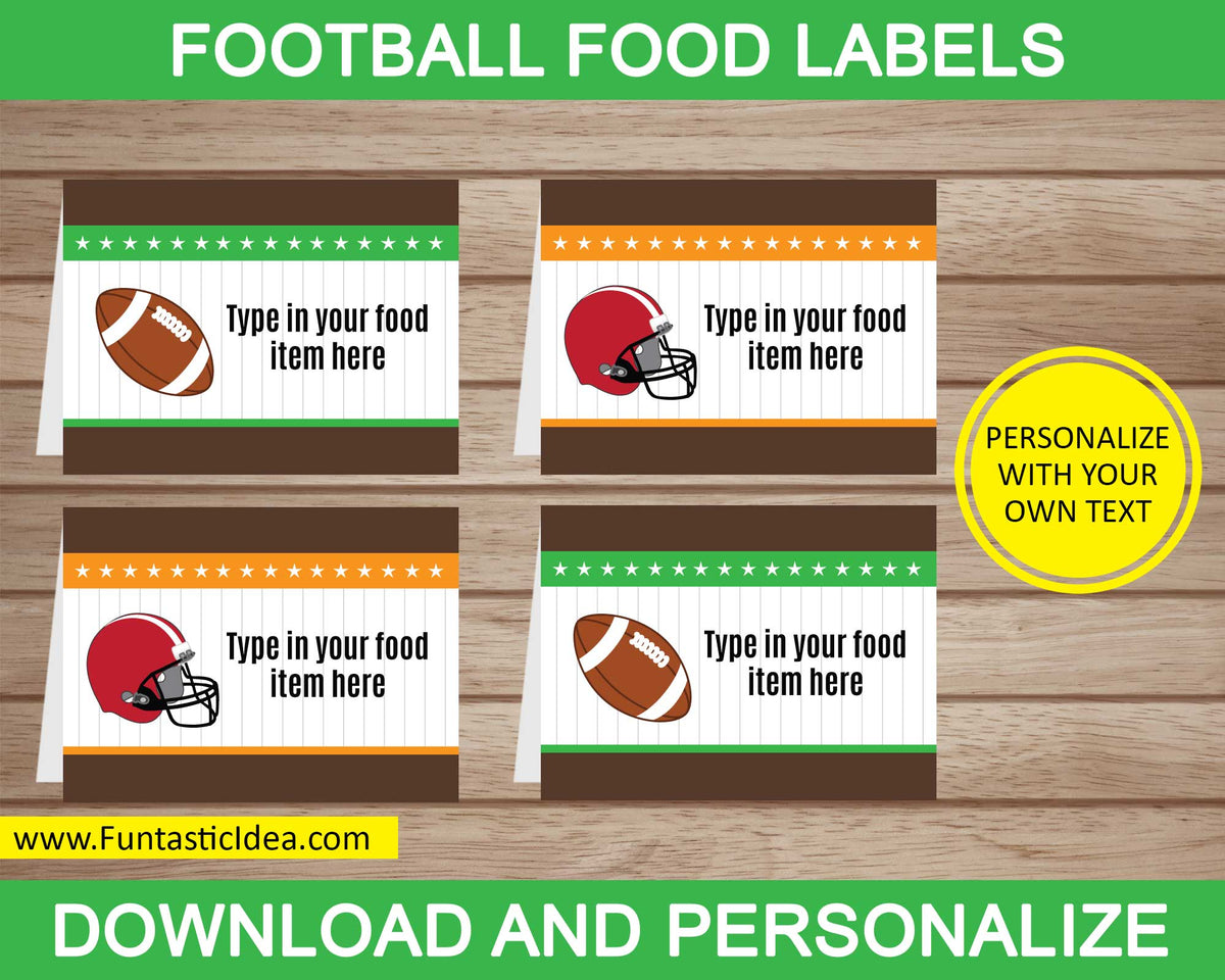 Football Food Labels| Uniquely Designed & Easily Personalized ...