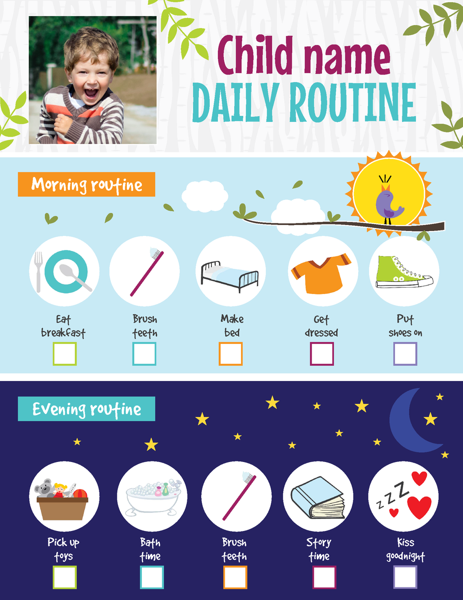 Kids Daily Responsibility Chart | Morning/Evening Checklist & Routine ...