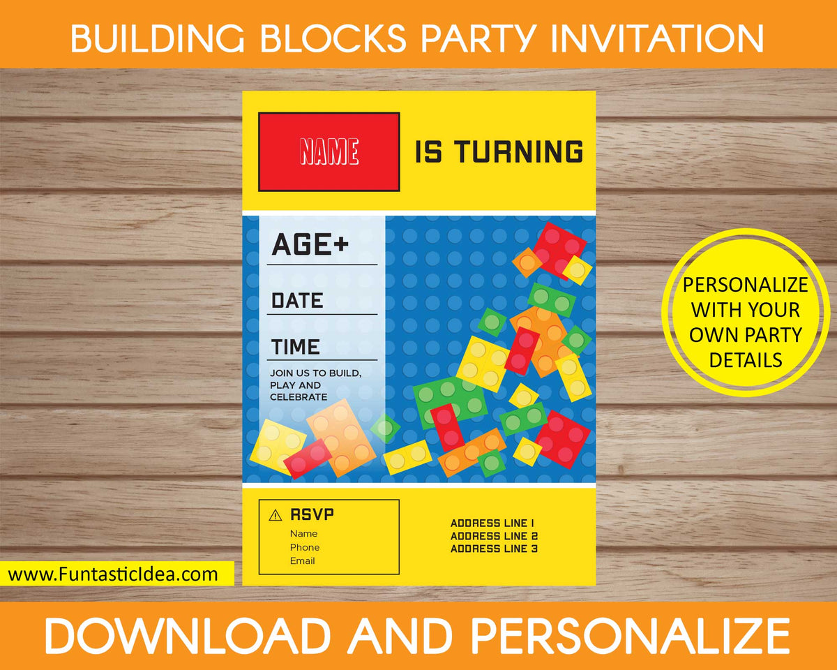 Lego Party Invitation | Uniquely Designed & Easily Personalized ...