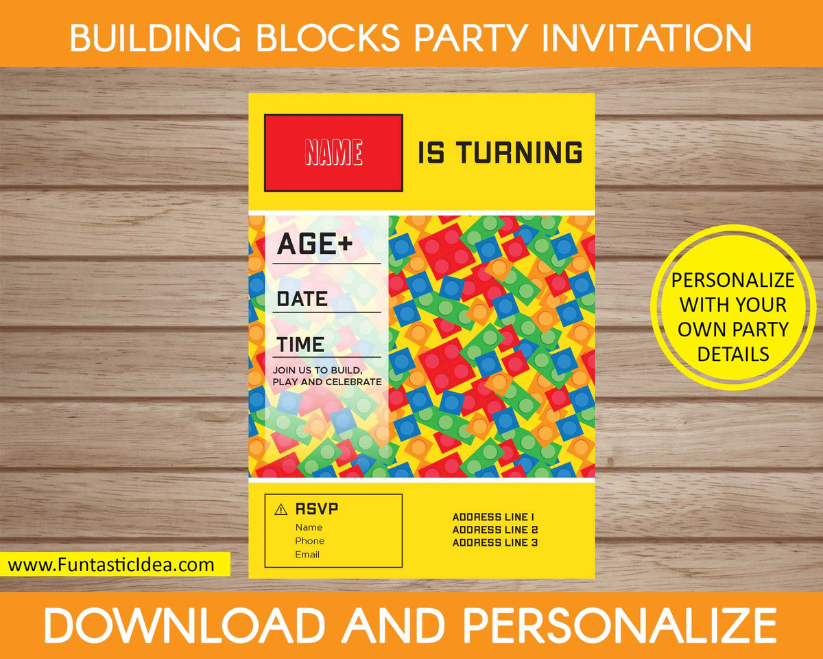 Lego Party Invitation | Uniquely Designed & Easily Personalized ...
