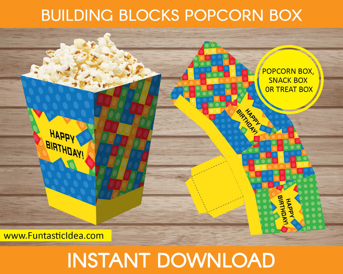 Lego Popcorn Box | Make Your Party Table Decorations Unique – Funtastic ...