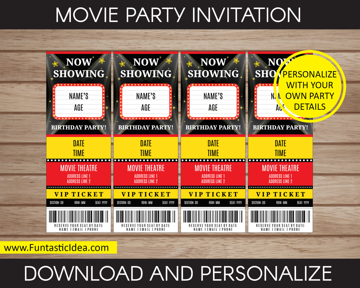 Movie Party Invitation | Uniquely Designed & Easily Personalized ...