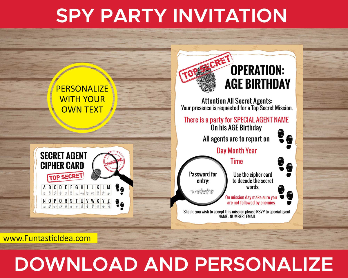 Spy Party Invitation | Uniquely Designed & Easily Personalized ...