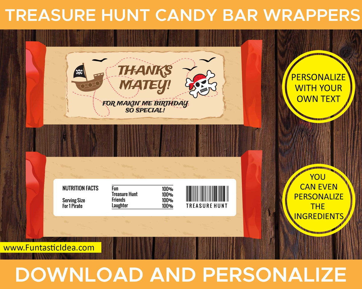 Treasure Hunt Candy Bar Wrapper | Uniquely Designed & Easily ...