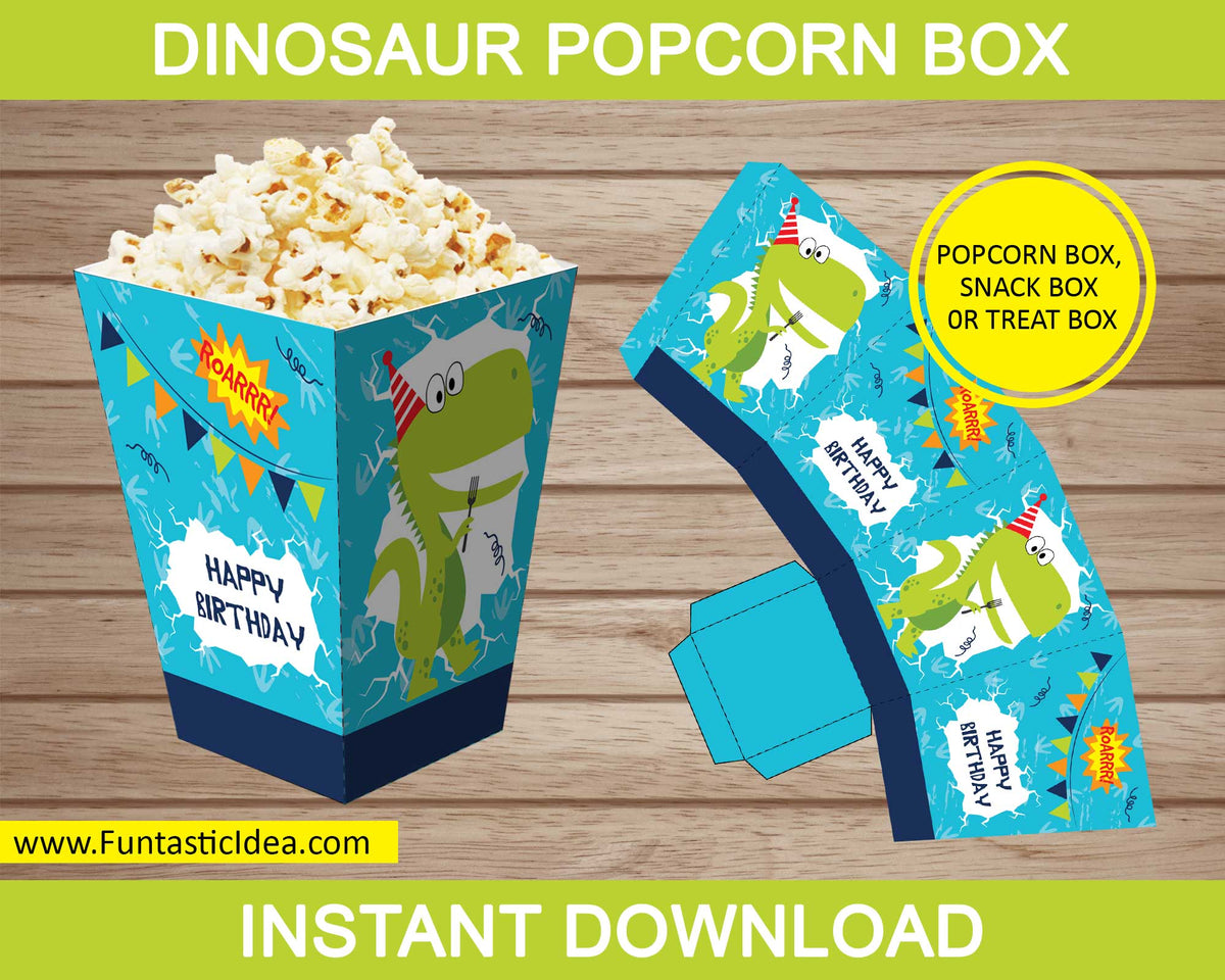 Dinosaur Popcorn Box | Make Your Party Table Decorations Unique ...
