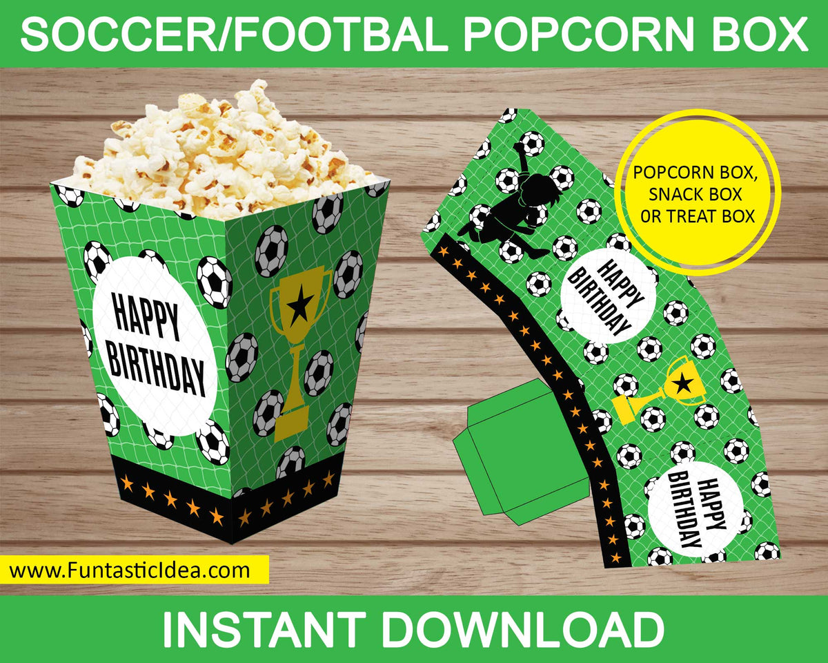Soccer Popcorn Box | Make Your Party Table Decorations Unique ...