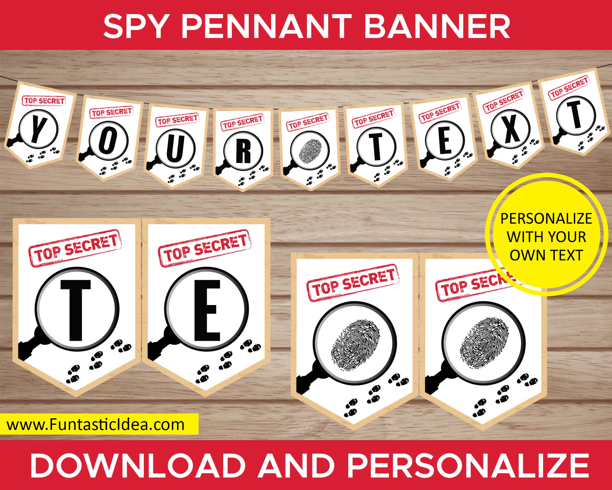 Spy Party Pennant Banner | Uniquely Designed & Easily Personalized ...