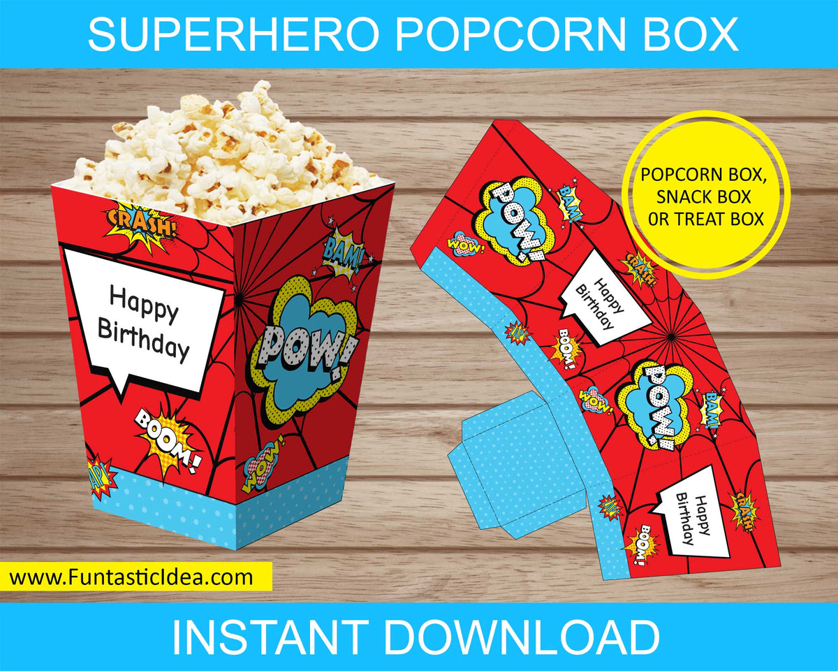 Superhero Popcorn Box | Make Your Party Table Decorations Unique ...