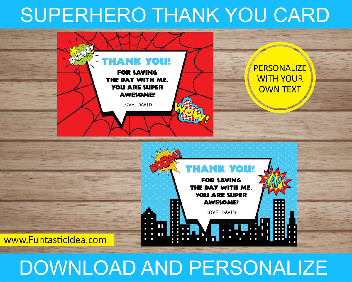 Superhero Thank You Cards| Uniquely Designed & Easily Personalized ...
